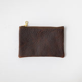 Brown Kodiak Small Zip Pouch | Leather Clutch Bag at KMM & Co.
