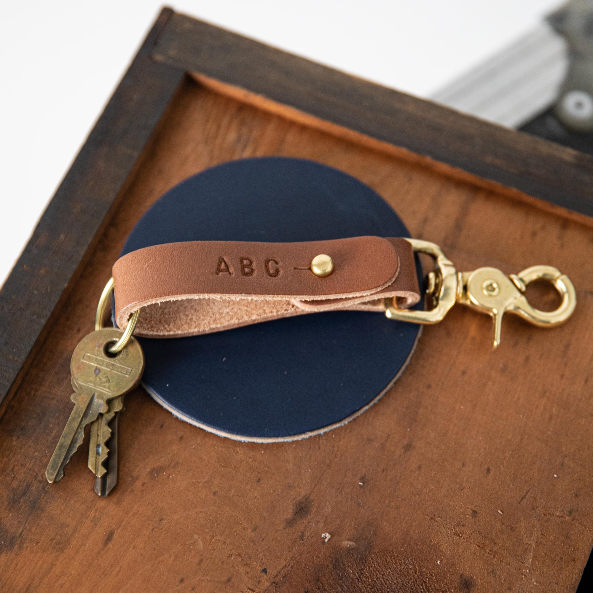 Leather Keychains: Olive Key Lanyard | Leather keychains by KMM & Co.