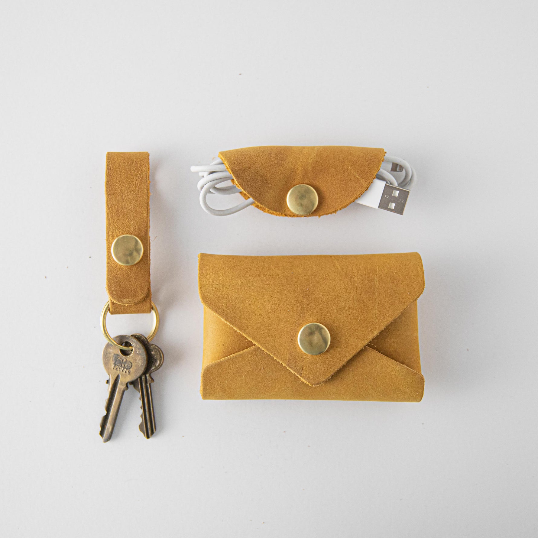 Mustard Gift Set | Leather goods handmade in the USA by KMM & Co.